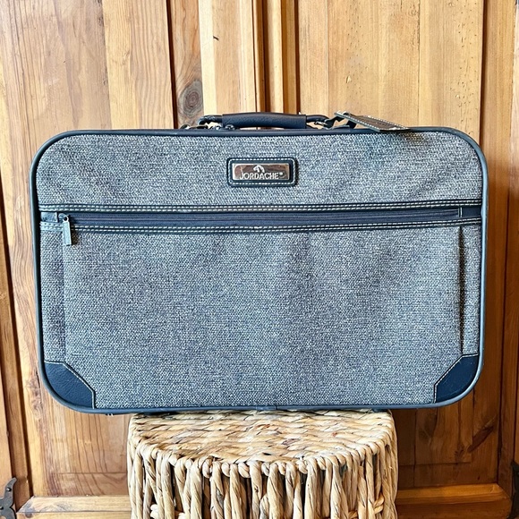 Jordache | Bags | Vintage Jordache 8s Navy Leather Tweed Suitcase ...